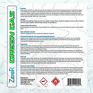 ZeroR® Green Gas | Fuel for Airsoft Pistols | 2 Cans - 13.5 fl oz Each (11.8 oz by Total Weight)