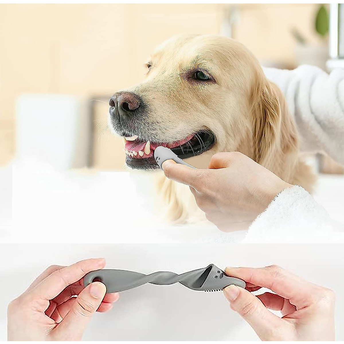 Pet Republique Finger Toothbrush with Handle for Dogs and Cats – Super Soft Silicone, Finger Insert Style (3-Count)