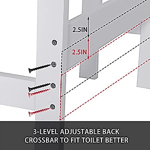 MUPATER Bathroom Over-The-Toilet Storage Cabinet Organizer with Doors and Shelves, Small Freestanding Toilet Space Saver Shelf with Adjustable Bottom Bar and Anti-Tip Design,White