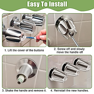 Dreyoo 3 Piece Shower Knob Replacement Compatible with Price/Pfister Verve Tub Shower, Bathtub Faucet Handle Remodel Trim Kit Include 1 Hot 1 Cold 1 Diverter and 3 Screws(Brushed Nickel)