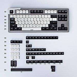 Black and White Keycaps Set 150 Keys MSA Profile Doubleshot Custom Keycaps for Cherry MX Gateron Kailh Box Switches Mechanical Gaming Keyboard