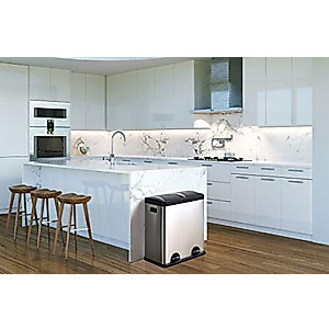 Step N' Sort The 16 Gal. 2-Compartment Stainless Steel Trash and Recycling Bin