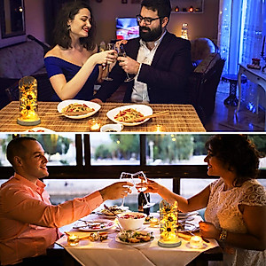 Sunflower Gifts for Women, Sunflowers Artificial Flowers in Glass Dome with LED Strip, Birthday Gifts for Mom & Grandma, Sunflower Decor on Mother's Day, Christmas, Valentine's Day (Yellow)