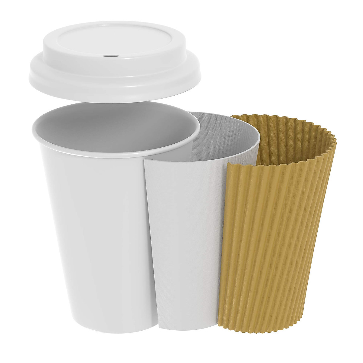 Comfy Package [50 Sets - 12 oz.] Insulated Ripple Paper Hot Coffee Cups With Lids