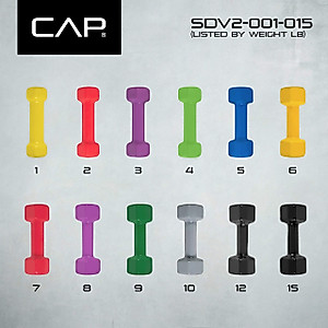 CAP Barbell Vinyl Coated Dumbbell, 2 lb Single