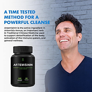 HUMANX Artemisinin 500 mg - Supports Healthy Aging, Digestion, and Immunity - USA Third Party Tested - Vegan, Non-GMO - Artemisia Annua Supplement - Sweet Wormwood Extract - Easy to Swallow Capsules