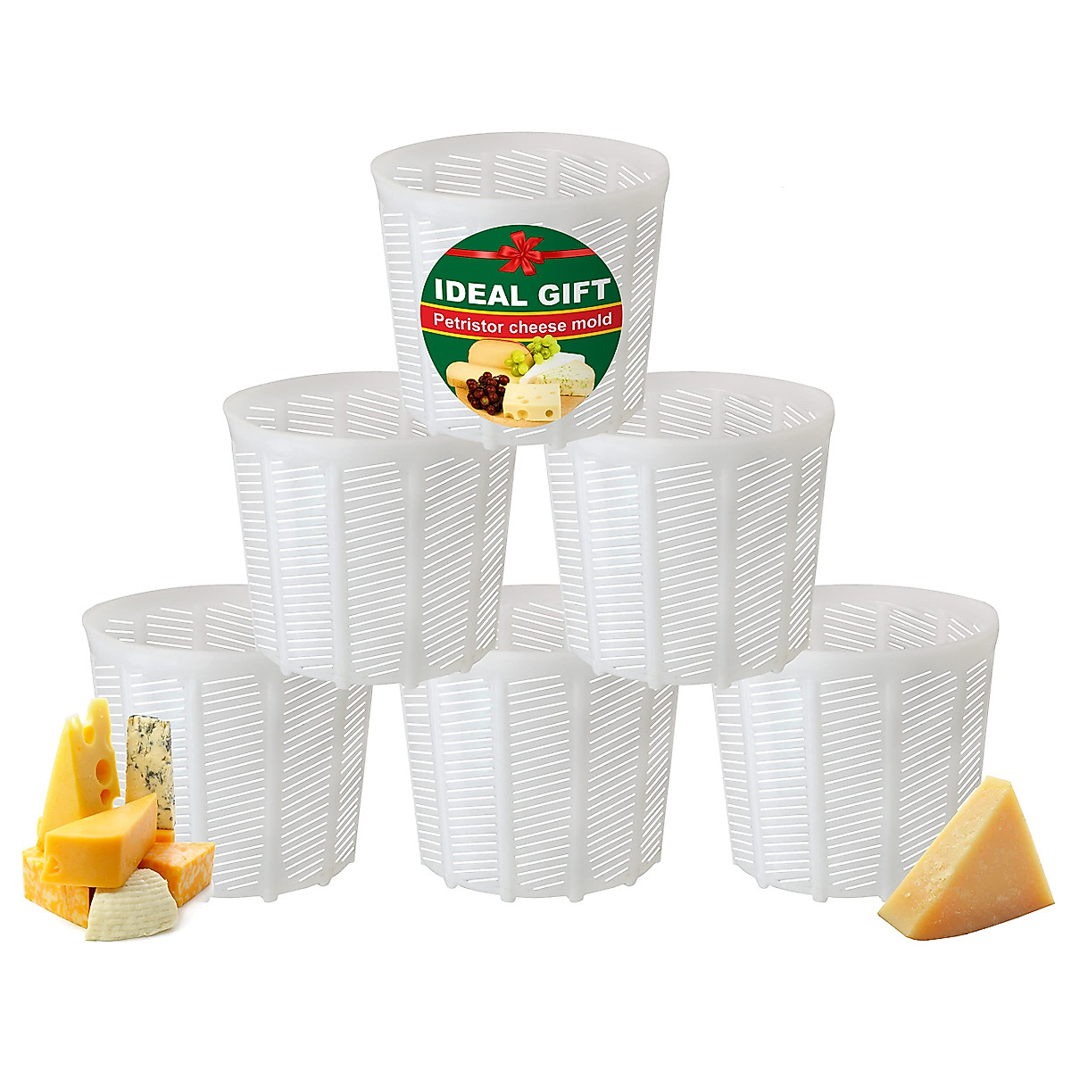 PetriStor 6 Pcs Soft Cheese Mold for Cheese Making 1.85QT - Cheese Making Mold - Cream Cheese Form Mold - Homemade Cheese Making Supplies - Molde Para Queso Fresco Casero - Feta Cheese Making Basket