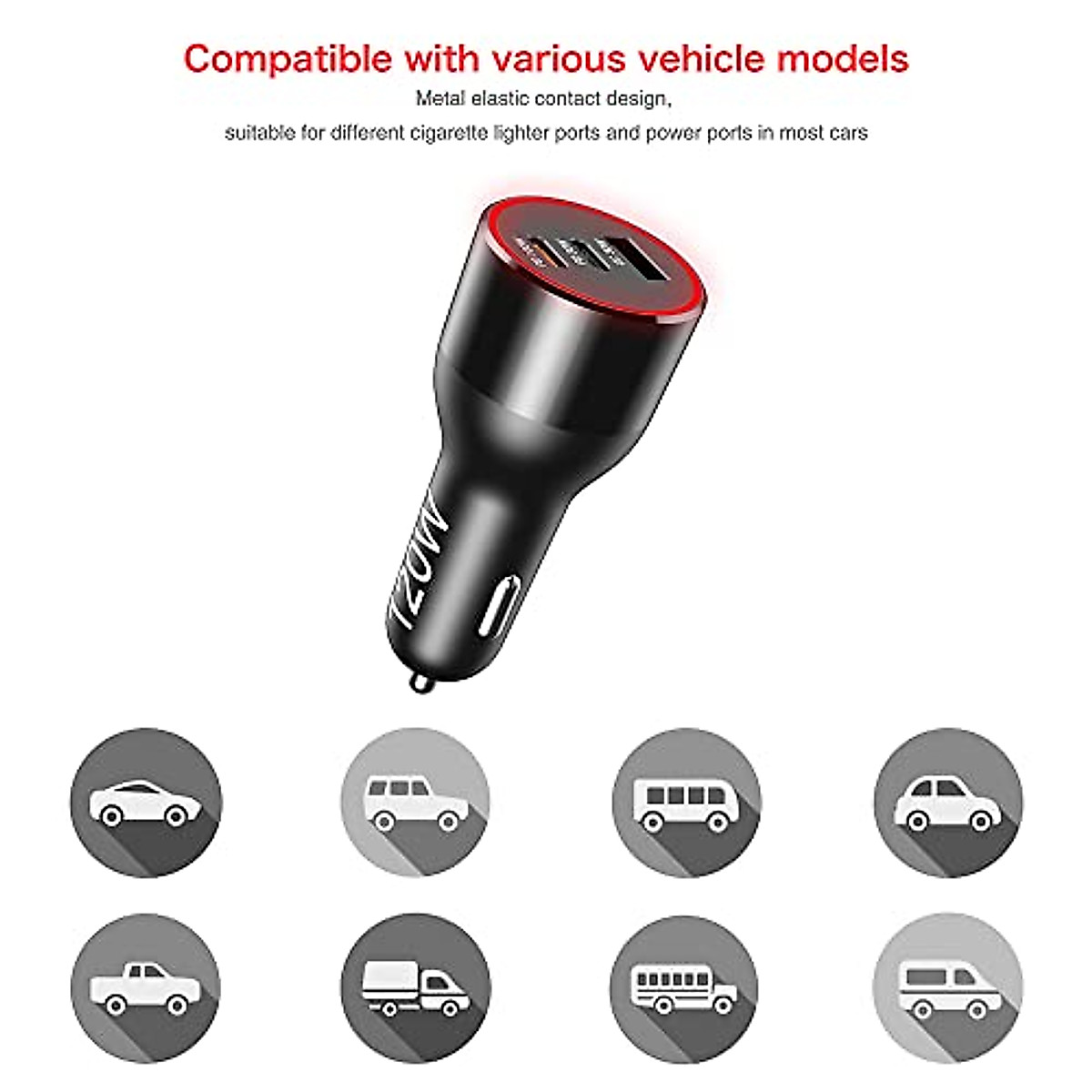 120W USB C Car Charger, URVNS 3-Port PD 100W PPS 45W QC 30W Super Fast Charging LED Laptop USB-C Car Adapter for iPhone 14 13 12 Pro Max Samsung S21 Ultra Note 20 iPad MacBook Pro Air