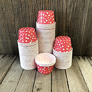 Red Bulk MINI Candy Nut Paper Cups- Christmas Valentine 4th of July Party Supply - Mini Baking Liners - Red Polka Dot - 100 Pack