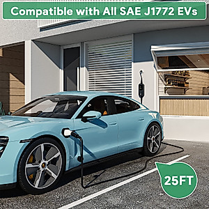 MEGEAR Skysword Level 2 EV Charger, 240V 16A 25FT Portable EVSE, NEMA 14-50 Plug Electric Vehicle Charging Station