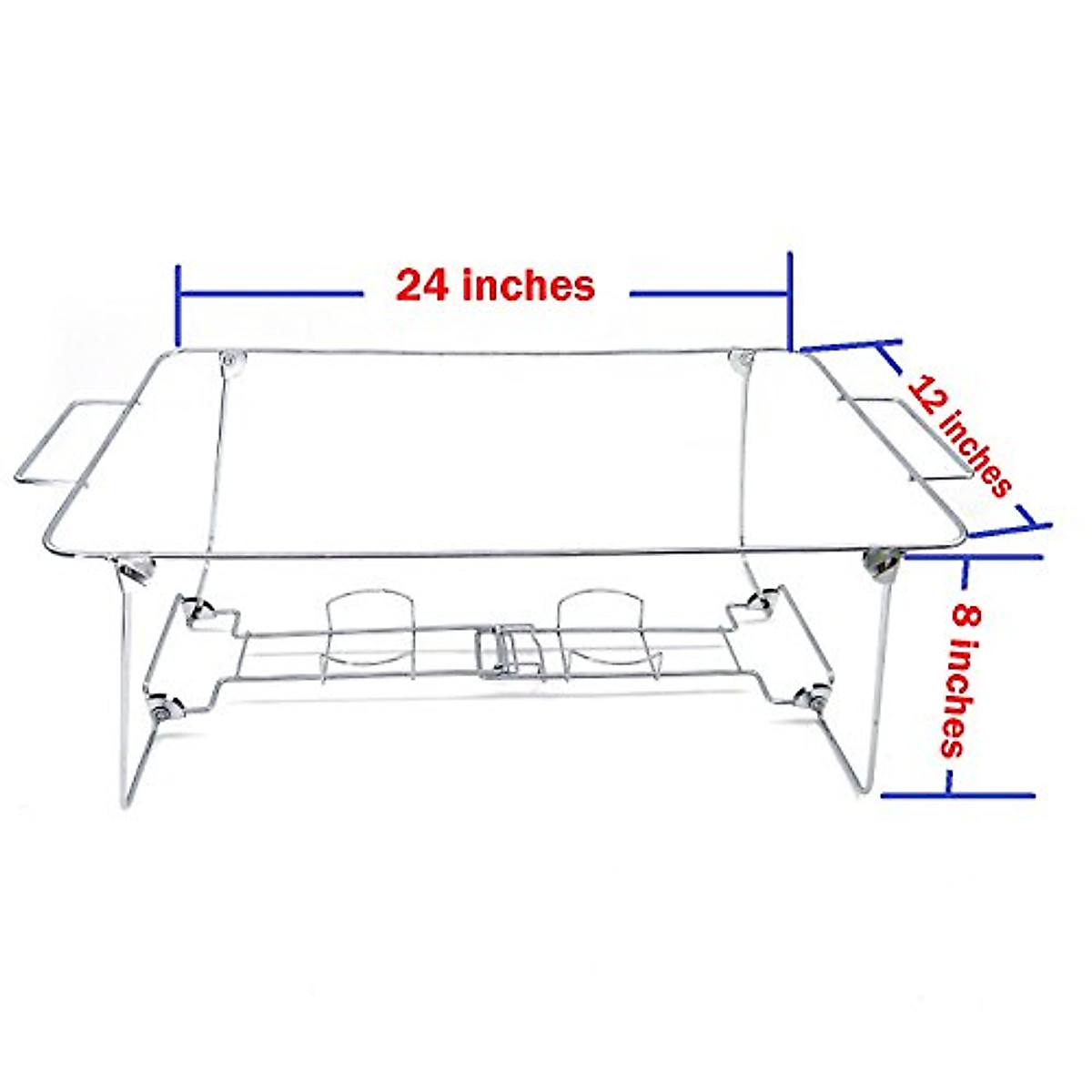 6 Pack Buffet Wire Rack Folding Chafing Stand Chrome Frame Serving Trays Food Warmer | Easy Foldable Collapsible for Storage & Reuse for Home Party, Wedding and Birthday Party Event Catering Supplies