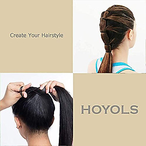 HOYOLS Soft Thick Seamless Cotton Hair Ties, Ponytail Scrunchies Head bands No Damage Crease for Women Girls Kids Ponytail Holder 100 Pieces (Brunette Brown Set)