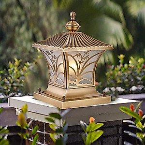 Post Lights Home Garden Outside Stigma Light, Europe Retro Pedestal Lamp Die-cast Aluminum Outdoor Landscape Safety Column Lighting American Waterproof Exterior Fence Lantern E27 Decor