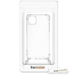 kwmobile Case Compatible with Apple iPhone 11 - Crossbody Case Clear Transparent TPU Phone Cover with Metal Chain Strap - Transparent/Silver