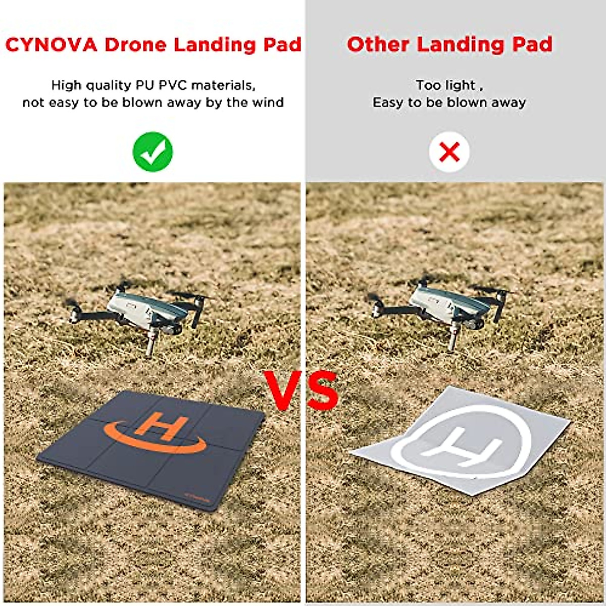 CYNOVA Drone Landing Pad Weighted for DJI Mini 3 Pro, Universal Waterproof Portable Landing Mat for DJI Mini 2 SE / DJI Drone Mini 2 / Mavic 3 / Air 2S / FPV Avata / Drone Accessories(50cm/20inch)