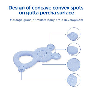 Baby Teething Toys BPA-Free Cute Silicone Bunny Teethers-Easy to Hold Soft and Comfortable Help take The Stress Out of Teething,Perfect for Newborn Girls and Boys (Light Blue)