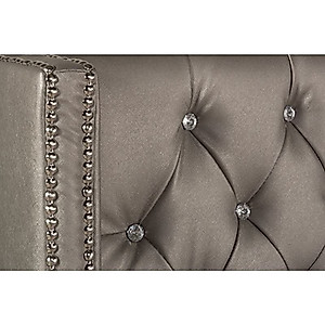 Atlin Designs Modern Faux Leather Upholstered King Panel Bed in Gray