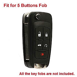 LemSa 2Pcs Rubber Silicone Flip Key Fob Cover Remote Keyless Protector Case Bag Holder for Chevrolet Equinox Camaro Cruze Malibu Sonic Volt Park OHT01060512 13504199 13500221, Black/Red