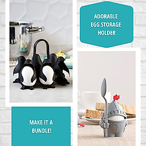 PELEG DESIGN Egguins 3-in-1 Cook, Store and Serve Egg Holder + Arthur- Soft or Hard Boiled Egg Cup Holder With a Spoon Included Bundle