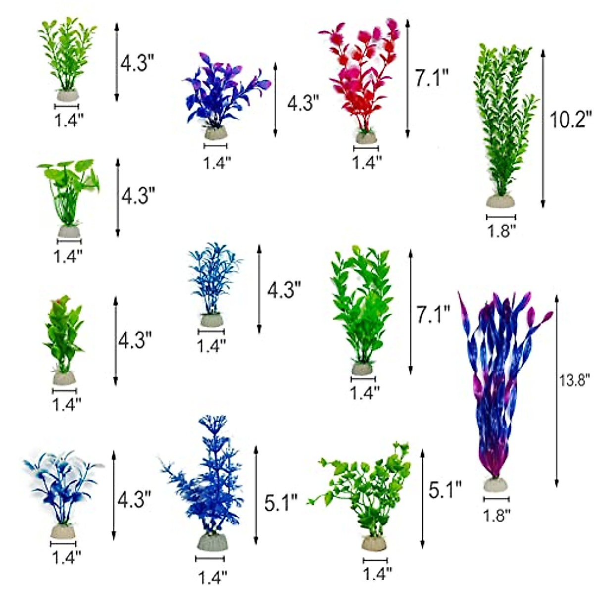 BKDMZZMY Fish Tank Plants, 12PCS Aquarium Plants with Extend Fish Tank Net Artificial Fish Tank Decorations Fish Tank Realistic Plastic Accessories Safe for Fish, Aquarium Plastic Decor Plants