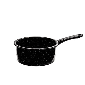 Millvado Granite 1 Quart Saucepan, Naturally Nonstick Sauce Pots, Speckled Enamel Cookware, Small Sauce Pan for Cooking and Boiling, Granite Cooking Pot for Stovetop, Campfire, Outdoor Stove