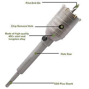 HighFree 65mm 50mm 30mm SDS Plus Shank Hole Saw Cutter Concrete Cement Stone Wall Drill Bit Kits for Brick Concrete Cement Stone