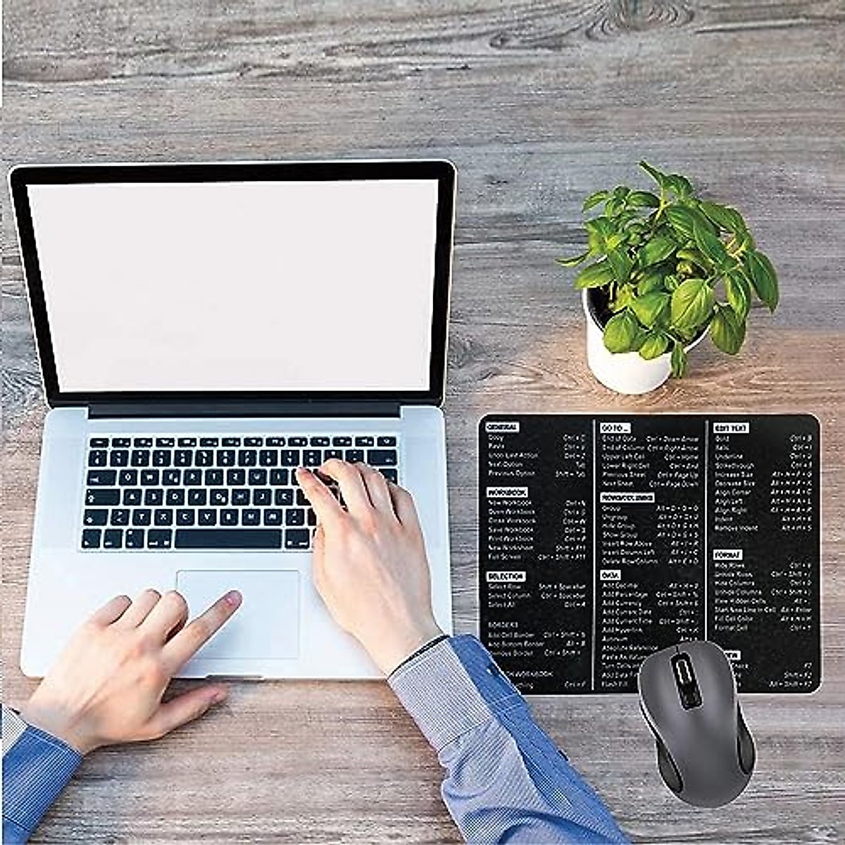 Monilee and Bella Excel Shortcuts Mouse Pad - 66 Reference Cheat Sheet Guide Keyboard Shortcut Formulas - The Ultimate Productivity Tool 7.75" x 9.25" (Solid Black Print)
