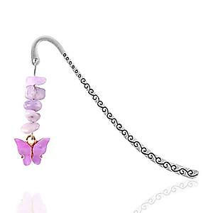 Butterfly Bookmarket Vintage Metal Bookmark Crystal Beading Bookmarks Gifts for Readers for Lovers Reader Age Gifts Teacher Gift (Purple)