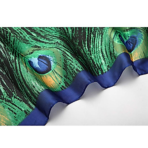 NaSoPerfect Silk Feeling Scarf Large Headscarf Fashion Peacock Pattern Hair Wraps Soft Neck Scarves for Women 70" x 35"