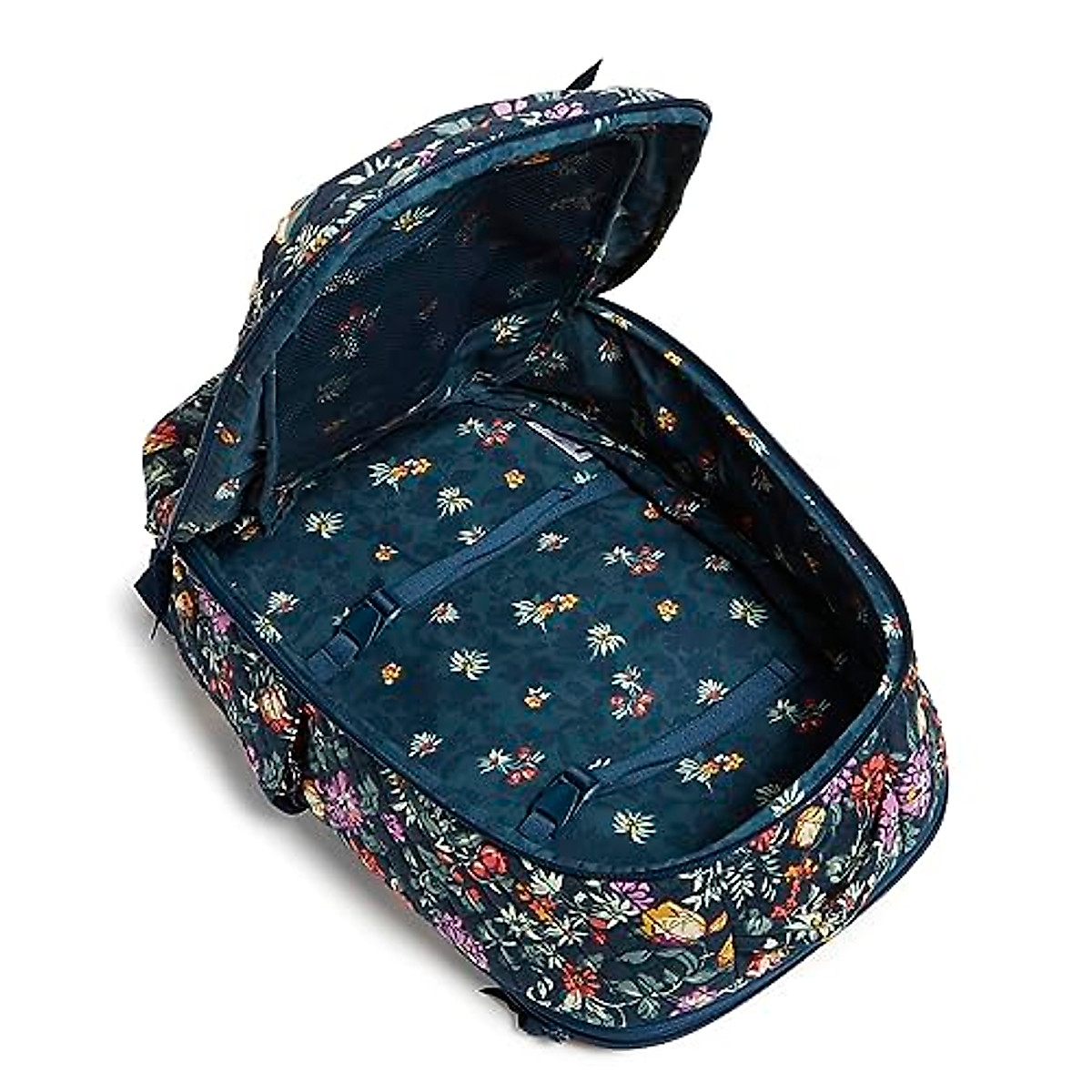 Vera Bradley Women's, Cotton Large Travel Backpack Travel Bag, Fresh-cut Floral Green, One Size