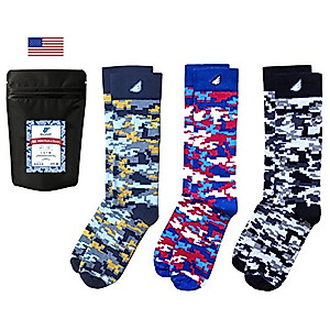 Fun Digital Camo Mens Dress Socks Colorful Digicamo Gift 3-Pack, Made in America