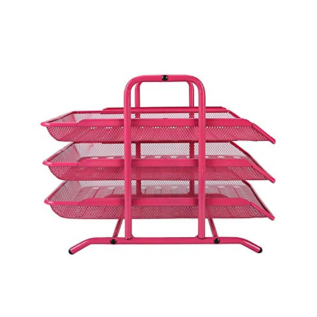 EasyPAG Desk Organizer Tray with 3 Sliding Trays for Letters Documents Mail Files Paper, Pink