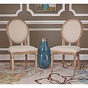 Riverbay Furniture Oval Back Dining Side Chair in Linen (Set of 2)