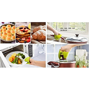 Innovation - Silicone Oven Mitts, 2 Pieces Heat and Slip Resistant Finger Protective Gloves for Kitchen Frying Cooking Baking BBQ (Green, 2)