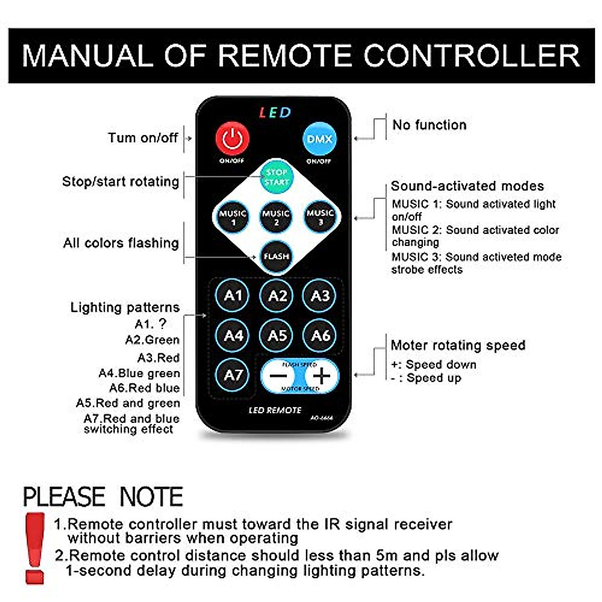 Party Lights, Dj Rave Lights Led Strobe Lights Sound Activated Stage Lights Projected Effect Dancing Lights Remote Control for Birthday Xmas Wedding Bar Kids Christmas-1 Pack