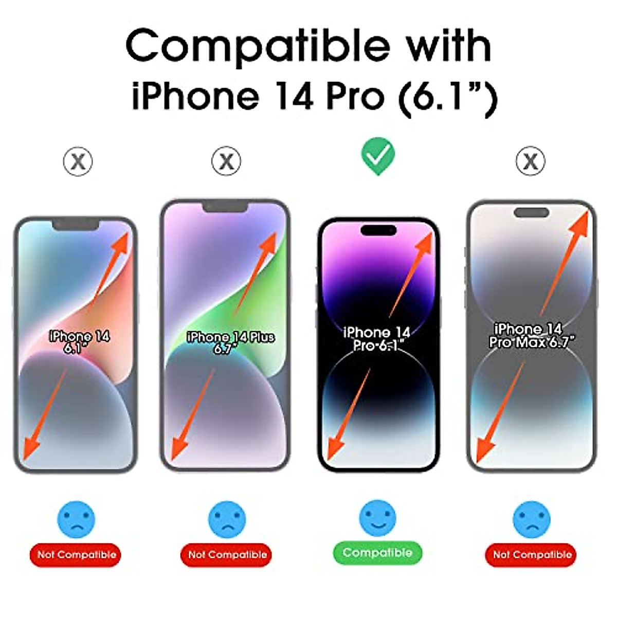 amFilm OneTouch Glass Screen Protector Compatible for iPhone 14 Pro 6.1 Inch 2022, Easiest Installation, Dynamic Island Compatible, Bubble Free and Full Coverage Case Friendly, Tempered Glass, 2 Pack