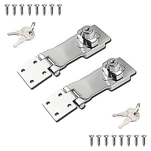 2 Packs Keyed Hasp Locks Twist Knob Keyed Locking Hasp for Small Doors, Cabinets and More,Stainless Steel Steel, Hasp Lock Catch Latch Safety Lock Door Lock with Keys (4inch, Silver)
