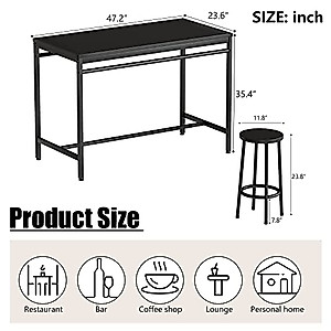 Hooseng Kitchen Table and Chairs for 4, Industrial 5 Piece Dining Room Set, Counter Height for 35.4'', Bar Table with 4 Stools for Home, Breakfast Nook, Restaurant, Pub, Black
