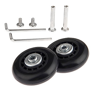 Mtsooning 2 Sets Luggage Wheel Replacement Kit, 60x17mm Rubber Swivel Caster Wheels, Suitcase Bearings Repair Wheels with Screws Axles Wrench Bearings,Inline Outdoor Skate Wheels