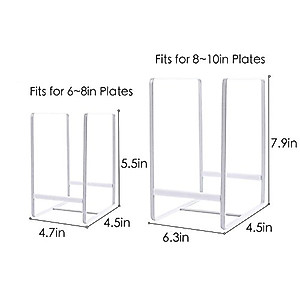 7UYUU Plate Holders Organizer Upright Metal Dish Storage Dying Rack for Kitchen Counter Cabinet Cupboard Camper - White