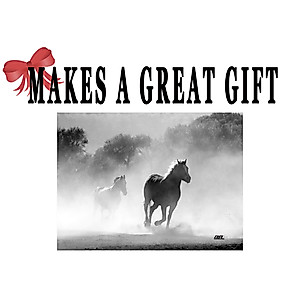 Wild Running Horses Black and White Art Kitchen Glass Cutting Board Decorative Gift Design