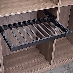 PeaceipUS Extendable Trousers Rack Wardrobe Pull-Out Trousers Rack with Damping Guide Rails Multifunctional Adjustable Trousers Rack for Wardrobe Depth 48cm