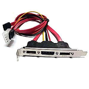 Cables Dual SATA to 2 Ports eSATA + 4 Pin IDE Power PCI Bracket Slot Cable - (Cable Length: 45cm)