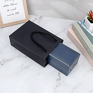 Katfort Mini Small Black Paper Gift Bags 50 Pack, 5.1x2.4x7.5inch Small Black Gift Bags Bulk with Cotton Handle, Small Size Matte Black Bags for Gifts Kraft Paper Bag