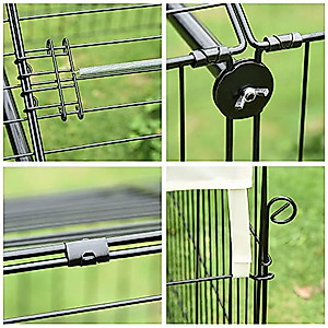 PawHut 7.2' Small Animal Playpen with Cover, Multifunctional Metal Pet Exercise Pen Large Metal Chicken Coop, Outdoor Bunny Pen, Easy to Store & Set-up, Beige