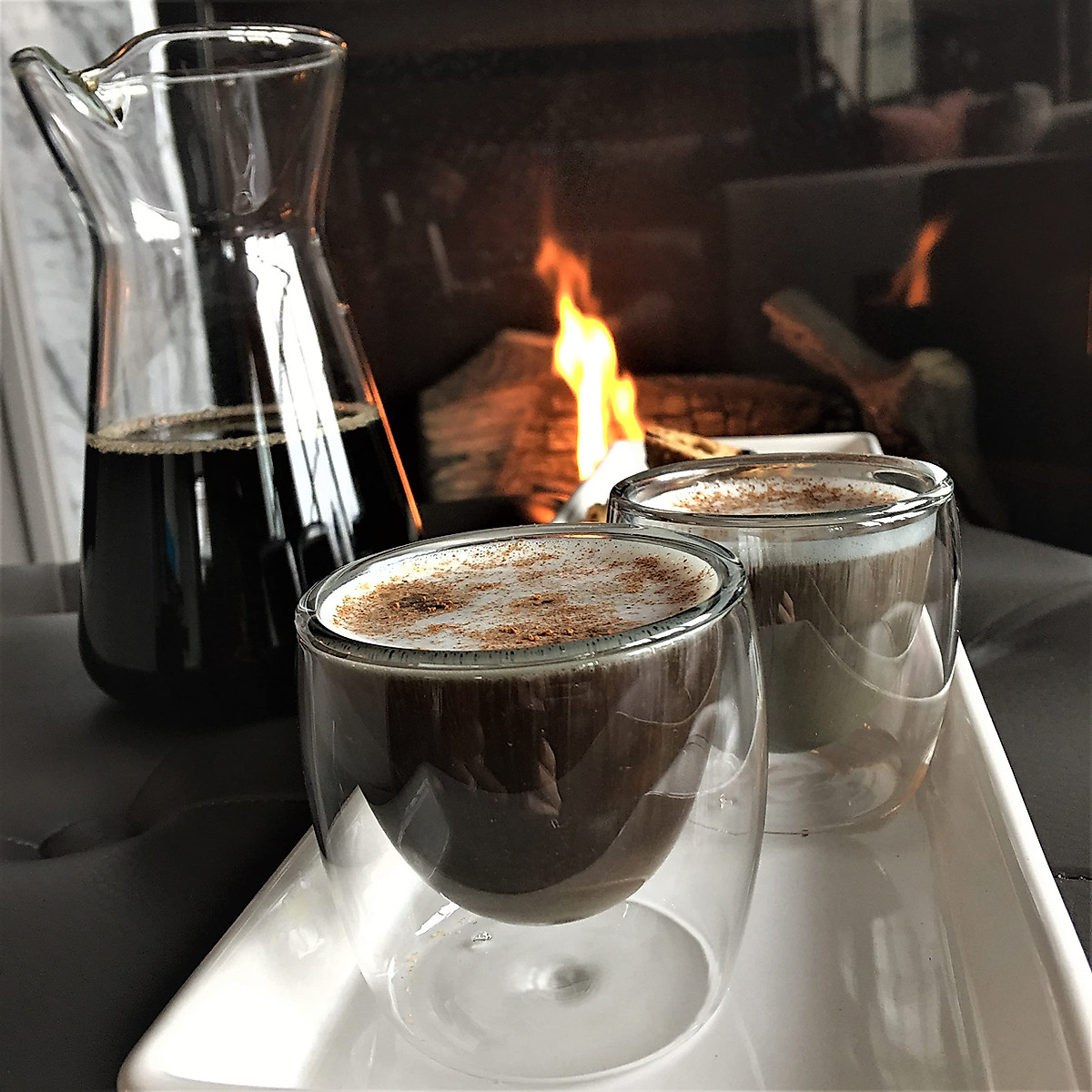 Birchland Espresso Cups Set of 4, Double Wall Espresso Glass Set of 4, Insulated Shot Glass, Espresso Shot Cups, Insulated Espresso Mugs, 2.7 OZ. (Sea Blue)