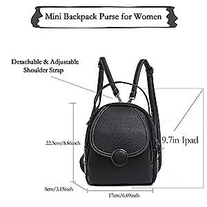 Small Backpack Purse for Women, SIXVONA 3 Ways to Carry Fashion Mini Backpack Soft PU Leather Purse for Girls Ladies, Black