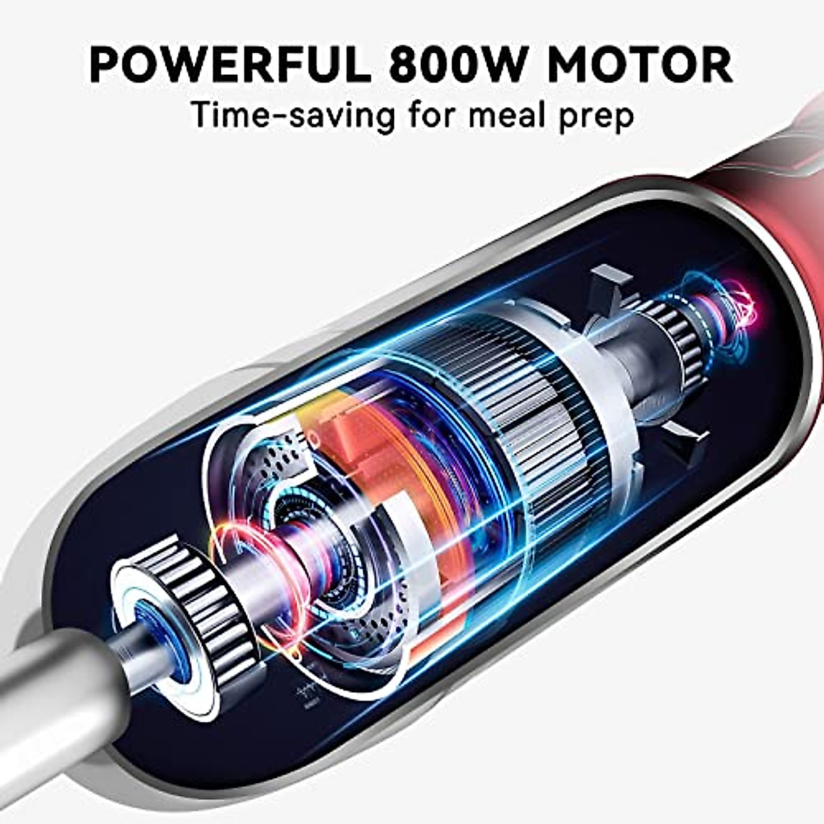 Immersion Blender Hand Blender, Abuler 800W Hand Mixer Stick, 5-in-1, 12 Speed BPA-Free Stick Blender 304 Stainless Steel, Chopper, Whisk, Milk Frother, Beaker, Smoothies, Milkshake, Purée Baby Food, Sauce, Dips, Mayo