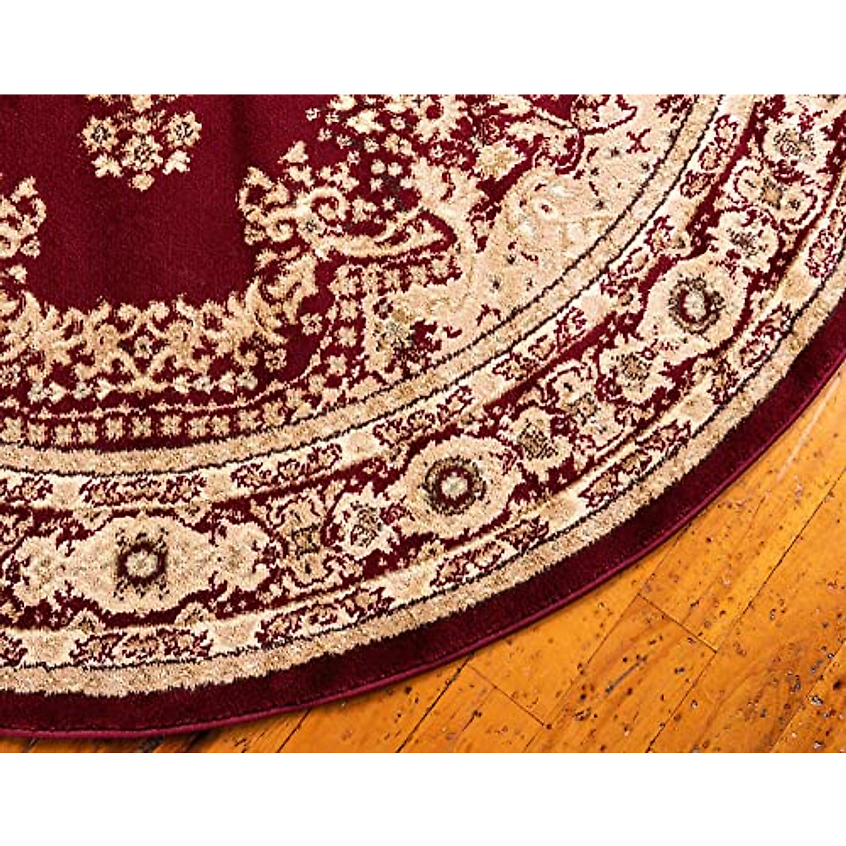 Unique Loom Versailles Collection Traditional Classic Border with Medallion Motif, Area Rug (6' 0 x 6' 0 Round, Burgundy/ Ivory)