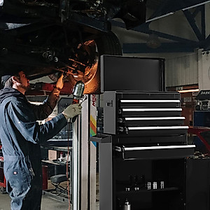 BIG RED Torin Rolling Garage Workshop Organizer : Detachable 4 Drawer Tool Chest with Large Storage Cabinet and Adjustable Shelf, 20.3" l x 11" w x 40.4" h, Black